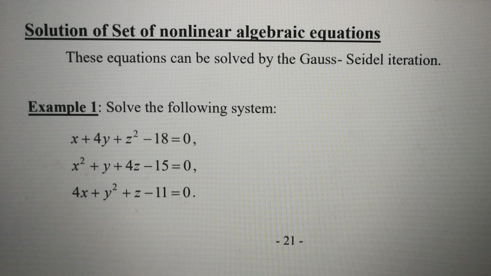 Solved Solution of Set of nonlinear algebraic equations | Chegg.com