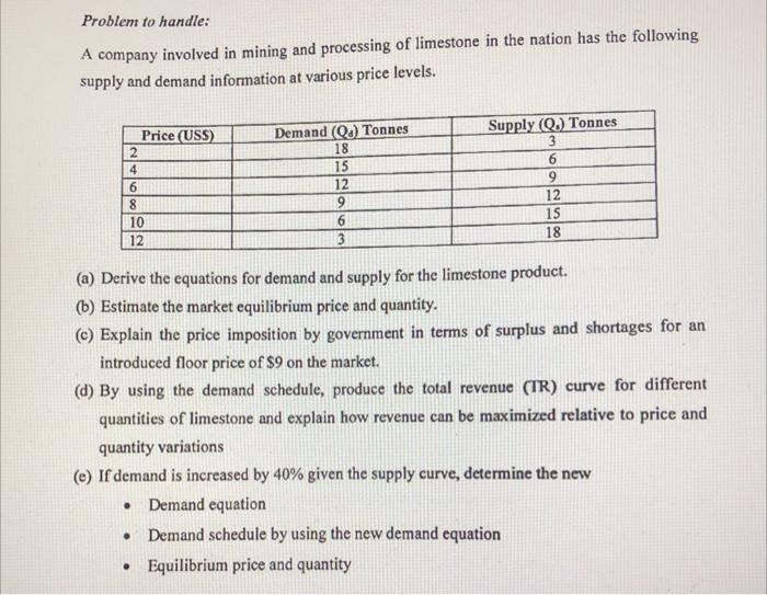 Solved Problem to handle: A company involved in mining and | Chegg.com
