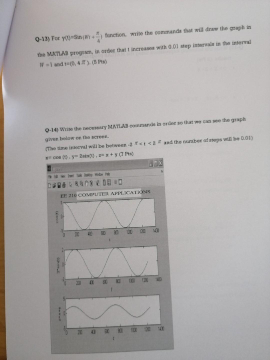 Solved Q-13) For y(t)=Sin(W1+4π) function, write the | Chegg.com