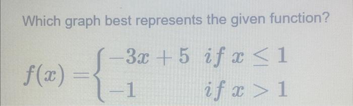Solved Which graph best represents the given function? | Chegg.com