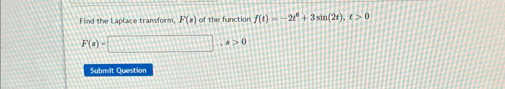Solved Find the Laplace transform, F(s) ﻿of the function | Chegg.com