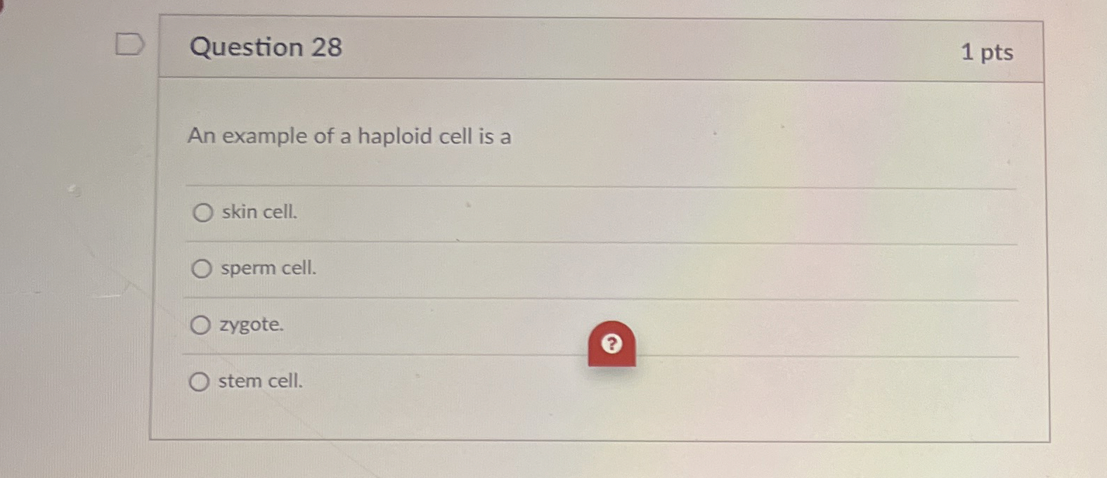 Solved Question 281 ﻿ptsAn example of a haploid cell is | Chegg.com