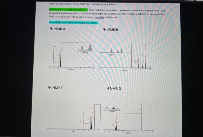 Solved 1H NMRE 1H NMRF 1H NMRG H NMRH ti 1H NMRI 1H | Chegg.com