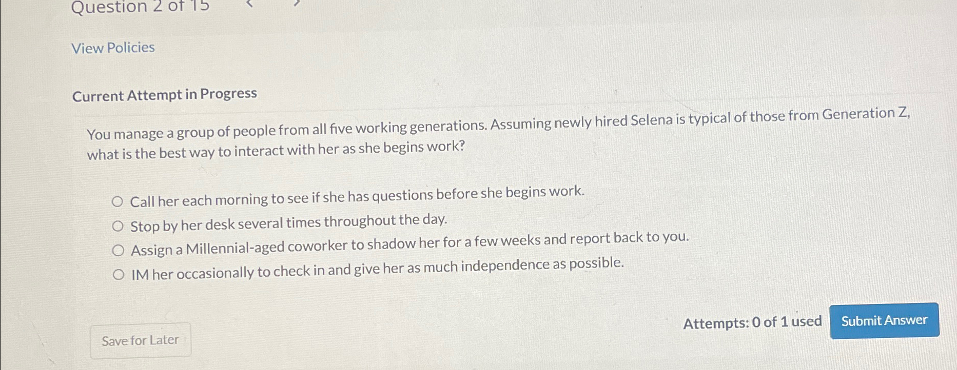 Solved View PoliciesCurrent Attempt in ProgressYou manage a | Chegg.com