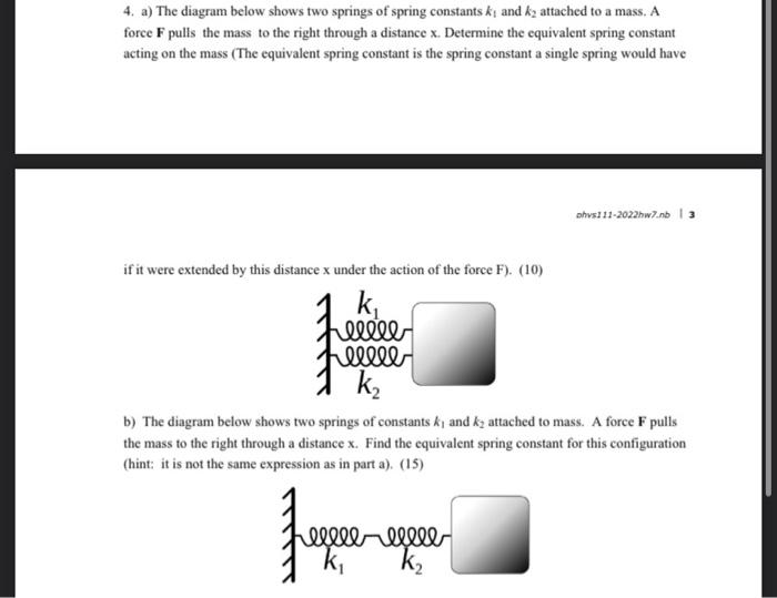 Solved 4 A The Diagram Below Shows Two Springs Of Spring
