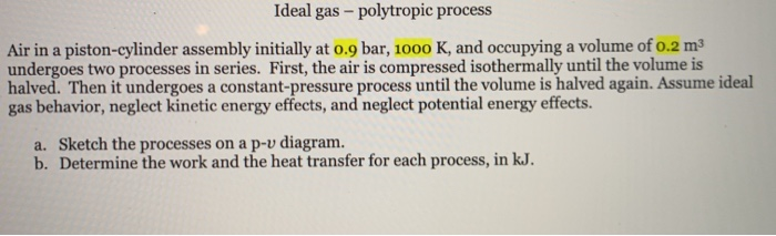 Solved Ideal gas - polytropic process Air in a | Chegg.com