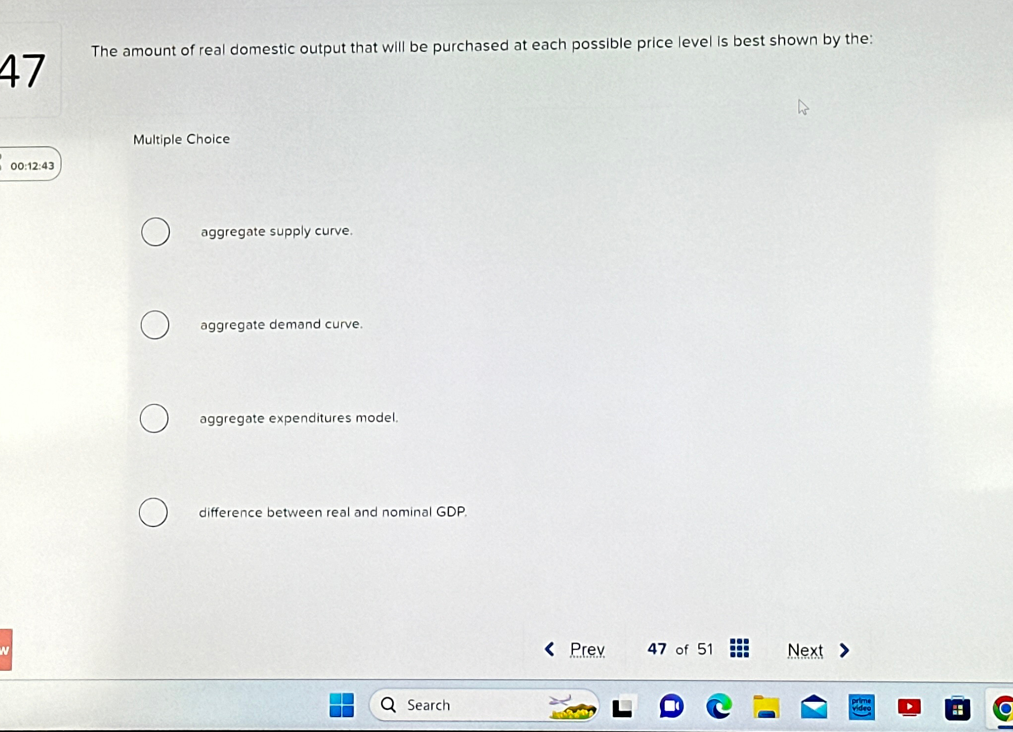 Solved 47The amount of real domestic output that will be | Chegg.com
