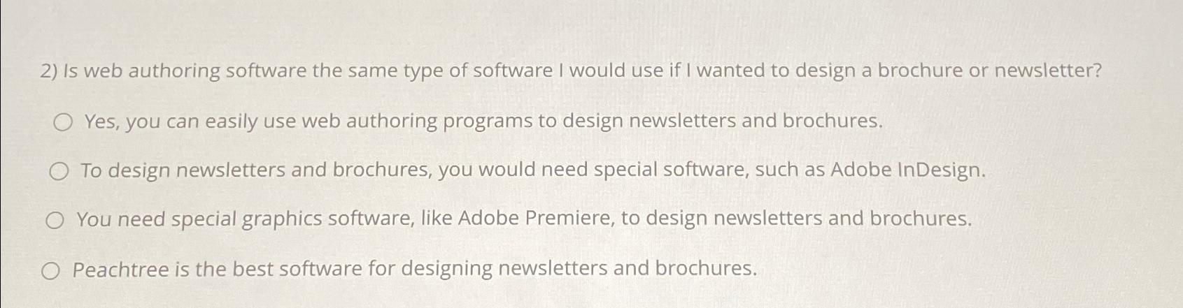 Solved Is web authoring software the same type of software I | Chegg.com