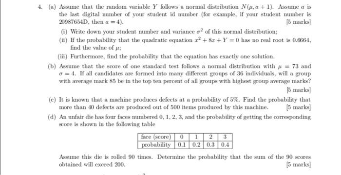 Solved 4. (a) Assume that the random variable y follows a | Chegg.com