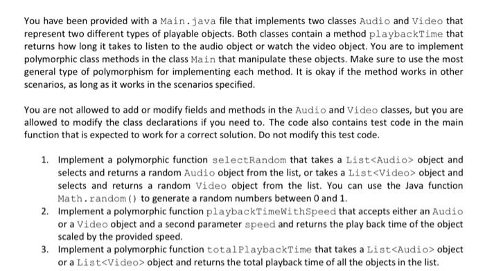 Solved You have been provided with a Main.java file that | Chegg.com
