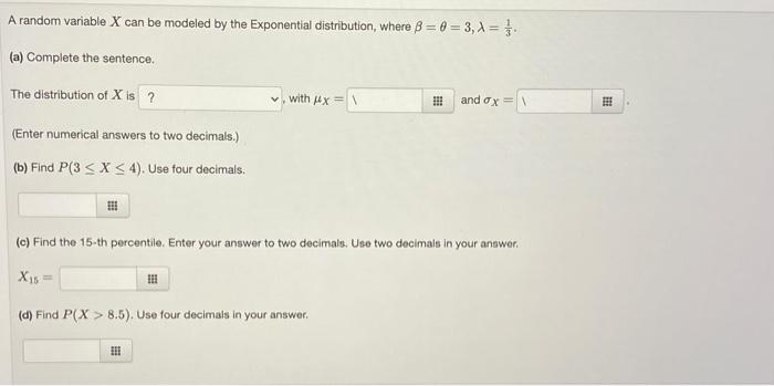 Solved A random variable X can be modeled by the Exponential | Chegg.com