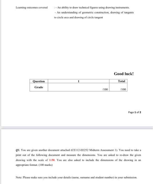 Solved Learning outcomes covered -An ability to draw | Chegg.com