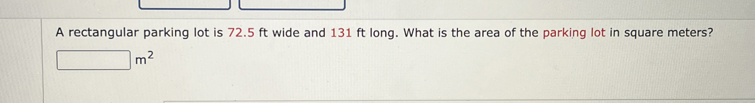 Solved A rectangular parking lot is 72.5 ﻿ft wide and 131 | Chegg.com