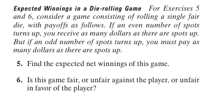 Solved Expected Winnings in a Die-rolling Game For Exercises | Chegg.com