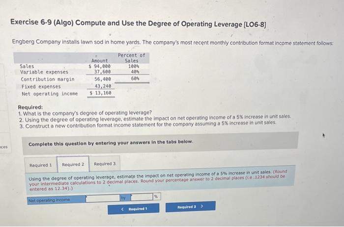 Solved Exercise 6-9 (Algo) Compute and Use the Degree of | Chegg.com