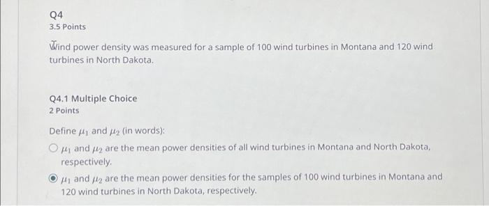 Solved Q4 3.5 Points Wind power density was measured for a | Chegg.com