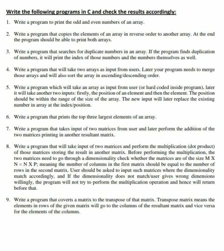 Solved Solve 4,8,9 by using C programming language, explain | Chegg.com