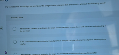 Solved If a contract has an ambiguous provision, the judge | Chegg.com