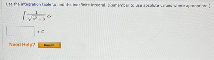 Solved Use the integration table to find the indefinite | Chegg.com