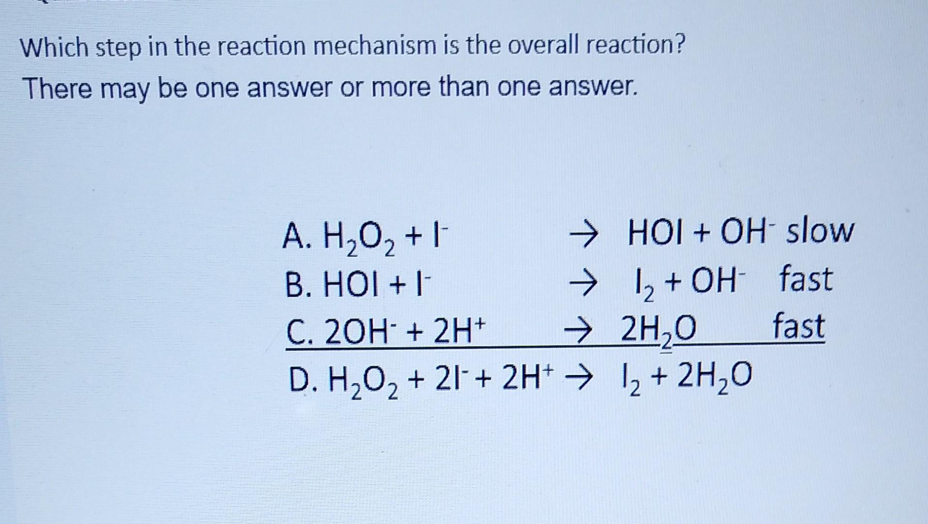 Solved Which step in the reaction mechanism is the overall | Chegg.com
