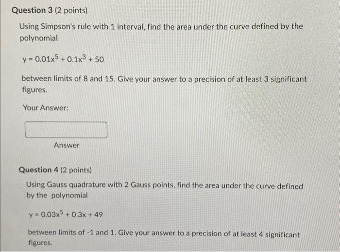 Solved Using Simpson's rule with 1 interval, find the area | Chegg.com