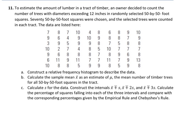 Solved 8 11. To estimate the amount of lumber in a tract of | Chegg.com