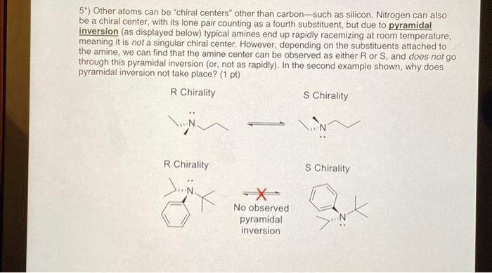 Solved 5*) Other atoms can be "chiral centers" other than | Chegg.com