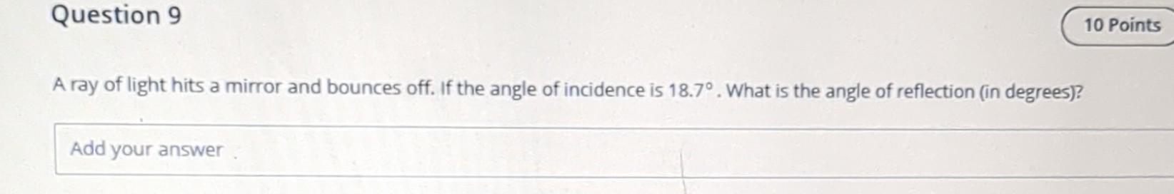 Solved A ray of light hits a mirror and bounces off. If the | Chegg.com
