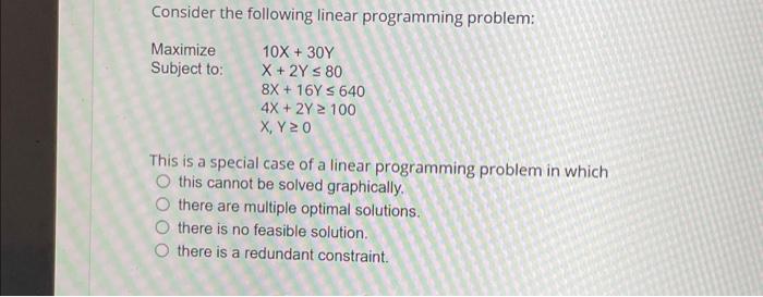Solved Consider the following linear programming problem: | Chegg.com