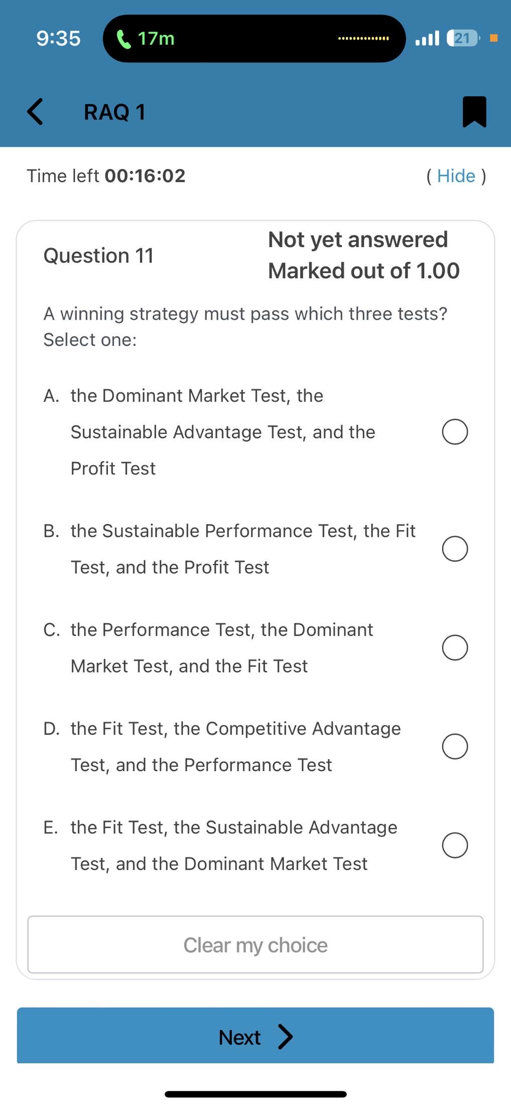 Solved 9:3517m21RAQ 1Time left 00:16:02( ﻿Hide )Question | Chegg.com