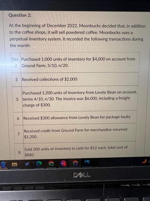 At the beginning of December 2022, Moonbucks decided | Chegg.com