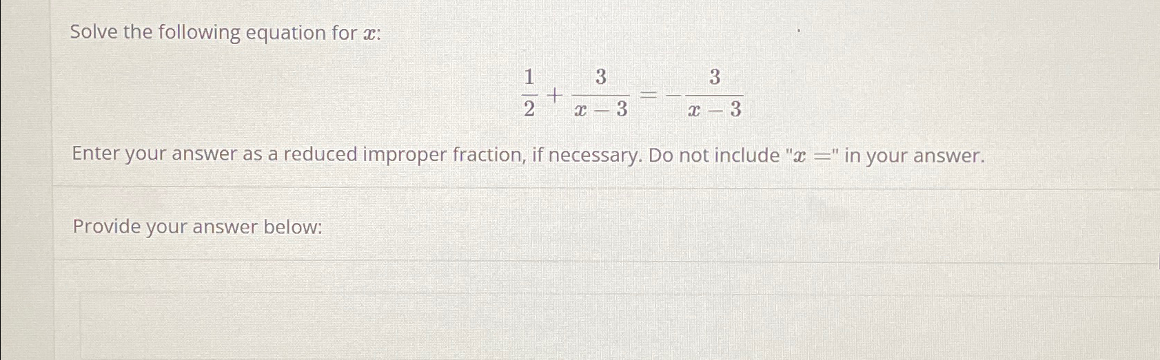 Solved Solve the following equation for x | Chegg.com