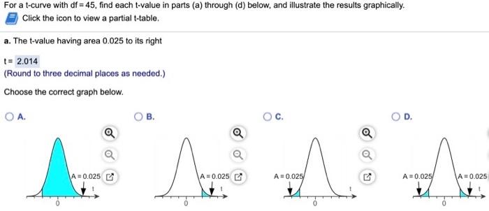 Solved For a t-curve with df = 45, find each t-value in | Chegg.com