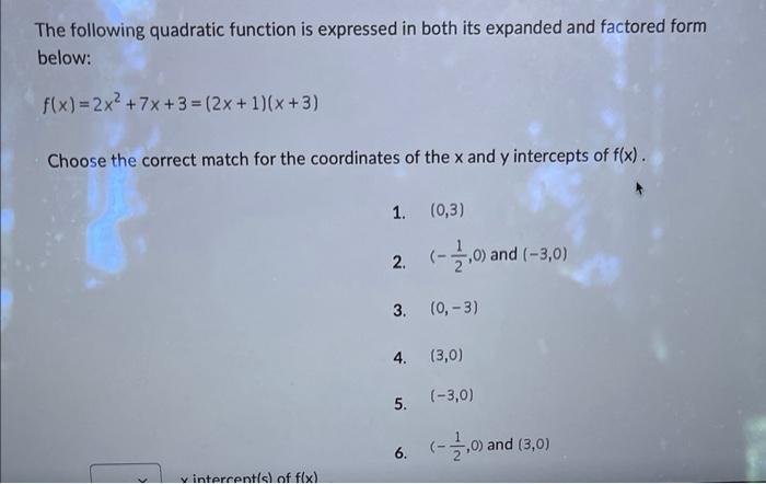 Solved The following quadratic function is expressed in both | Chegg.com