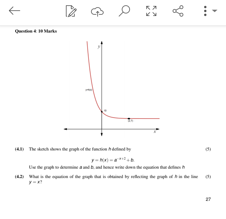 Solved Question 4 10 Marks 41 The Sketch Shows The Graph 