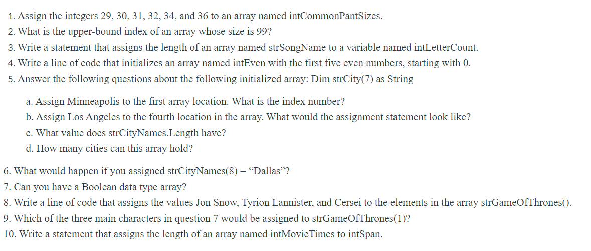 Solved Please help with these. Write any code in Visual | Chegg.com