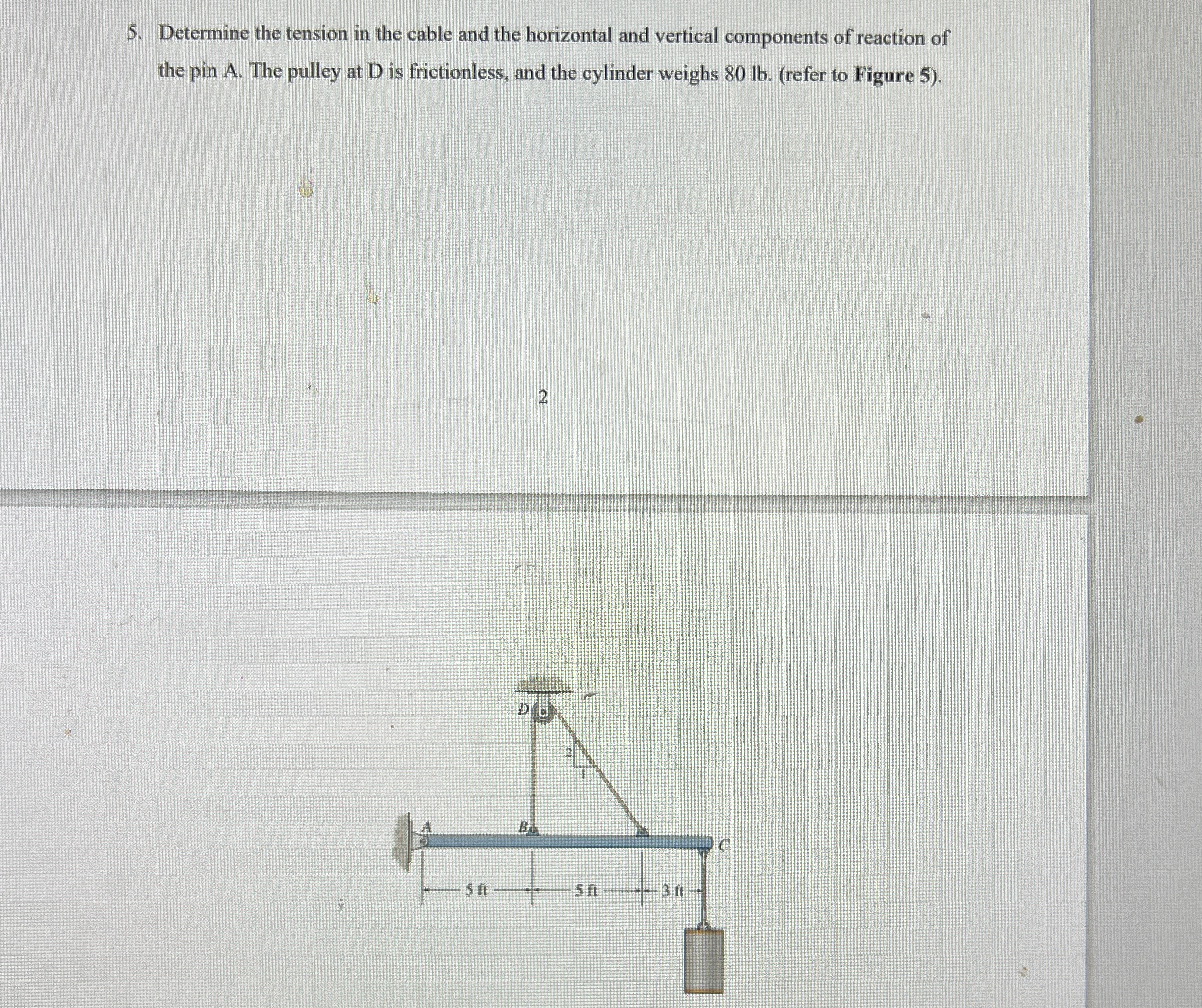 Solved Determine the tension in the cable and the horizontal | Chegg.com
