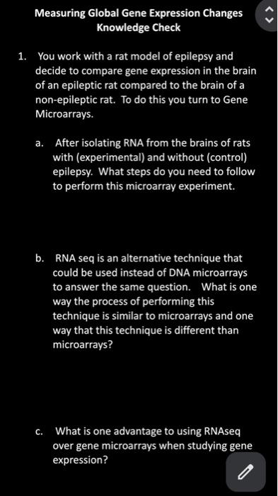 Solved Measuring Global Gene Expression Changes Knowledge | Chegg.com