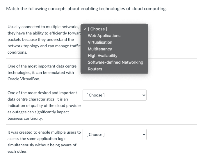 Solved Match the following concepts about enabling | Chegg.com