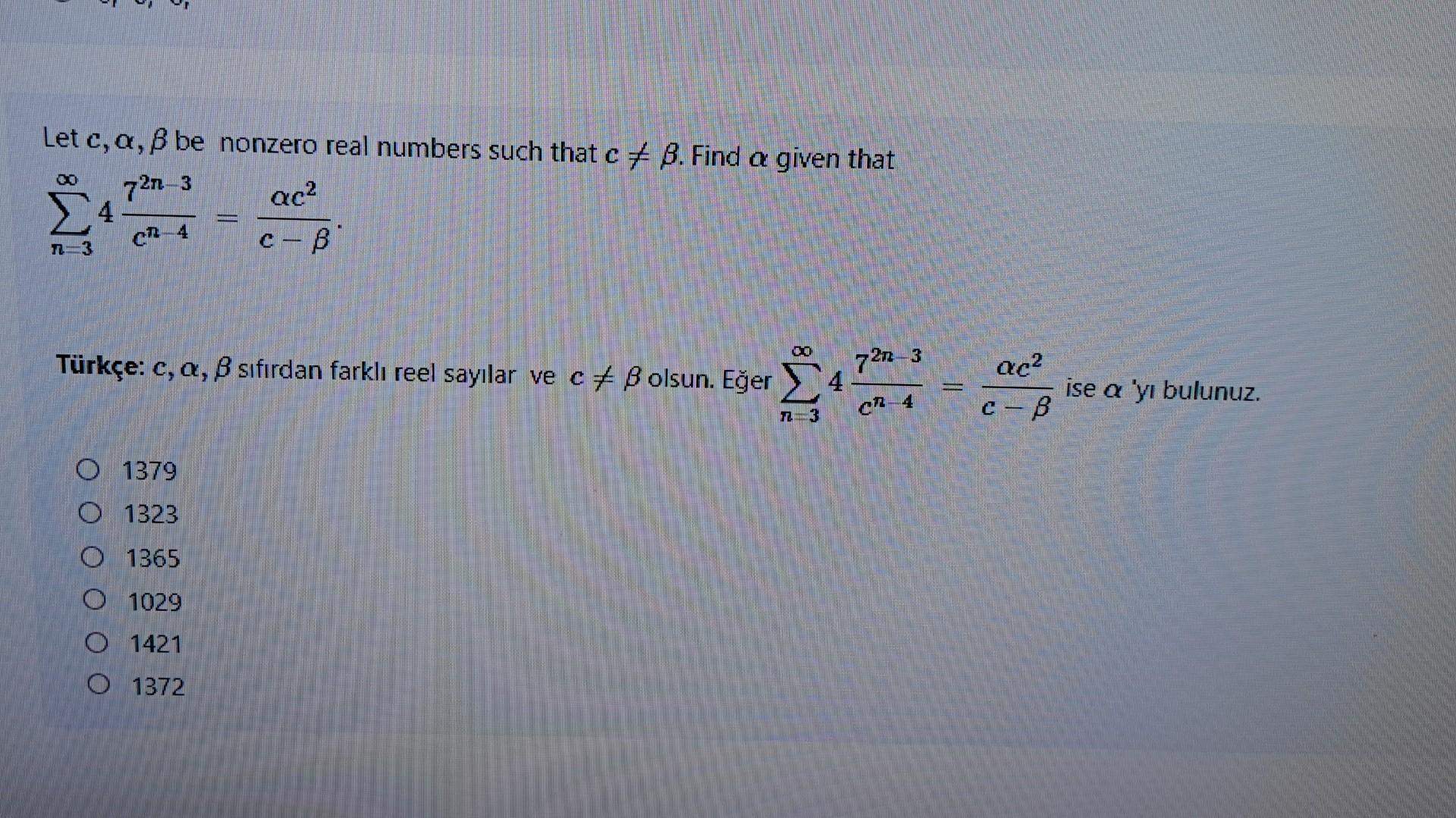 Solved Let c,α,β be nonzero real numbers such that c =β. | Chegg.com