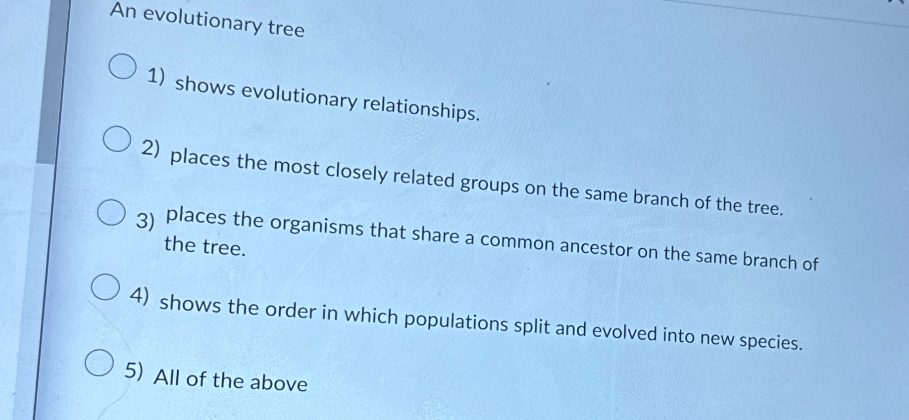 Solved An evolutionary treeshows evolutionary | Chegg.com