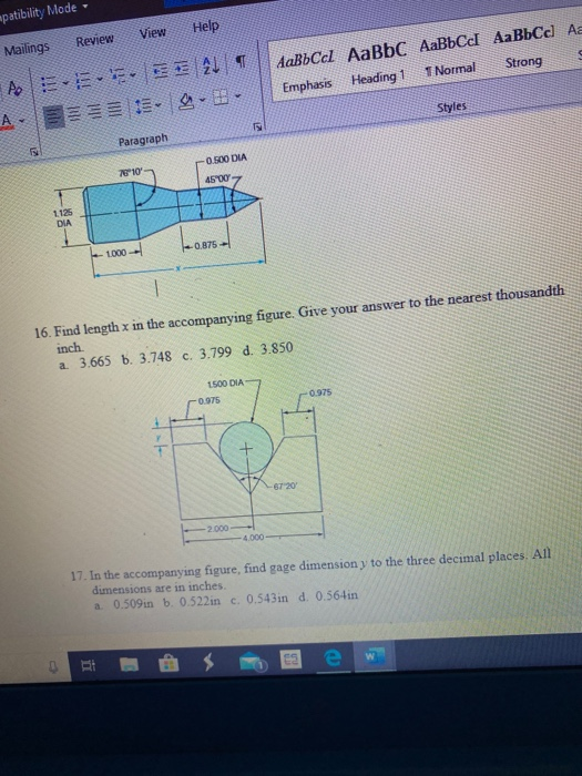 Solved patibility Mode - View Help Review Mailings AaBbCel | Chegg.com