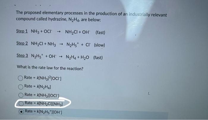 Solved The proposed elementary processes in the production | Chegg.com