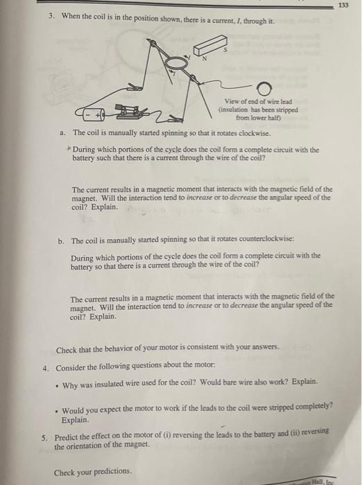 Solved 3. When the coil is in the position shown, there is a | Chegg.com
