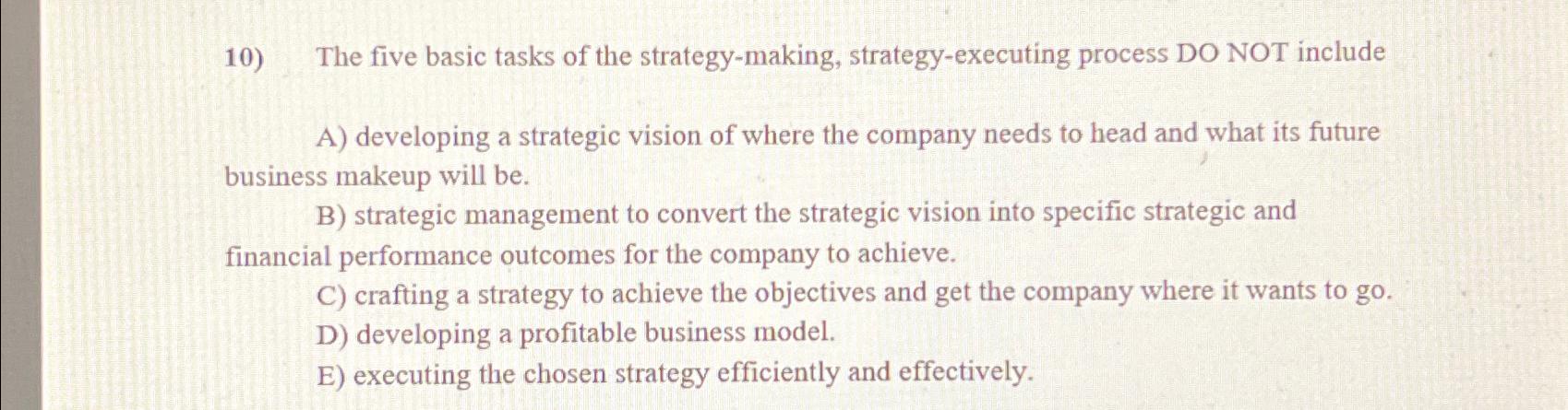 Solved The five basic tasks of the strategy-making, | Chegg.com