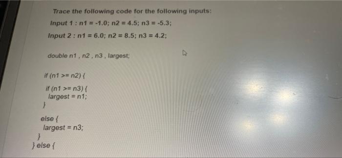 Solved Trace the following code for the following inputs: | Chegg.com