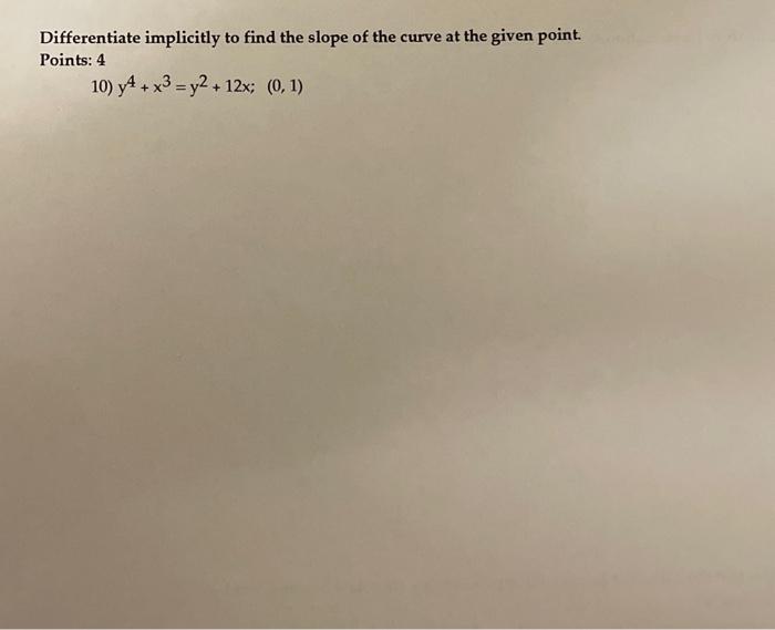Solved Differentiate implicitly to find the slope of the | Chegg.com