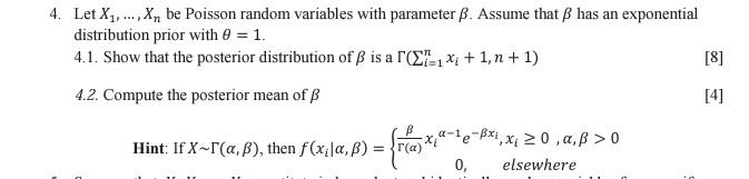 Solved 4. Let X1,…,Xn be Poisson random variables with | Chegg.com