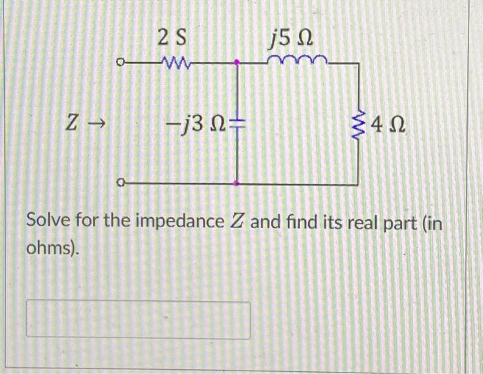 Solved Solve for the impedance Z and find its real part (in | Chegg.com