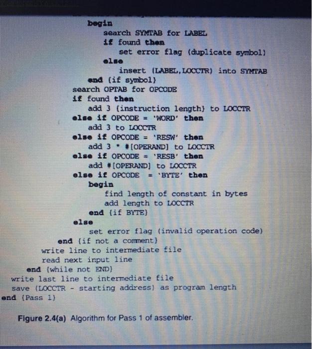 Solved Pase 1: begin read first input line 12 OPCODE = START | Chegg.com